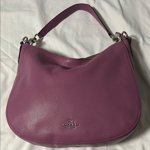 Coach | Bags | Coach Purple Pebbled Leather Hobo Bag With Minimalist ...